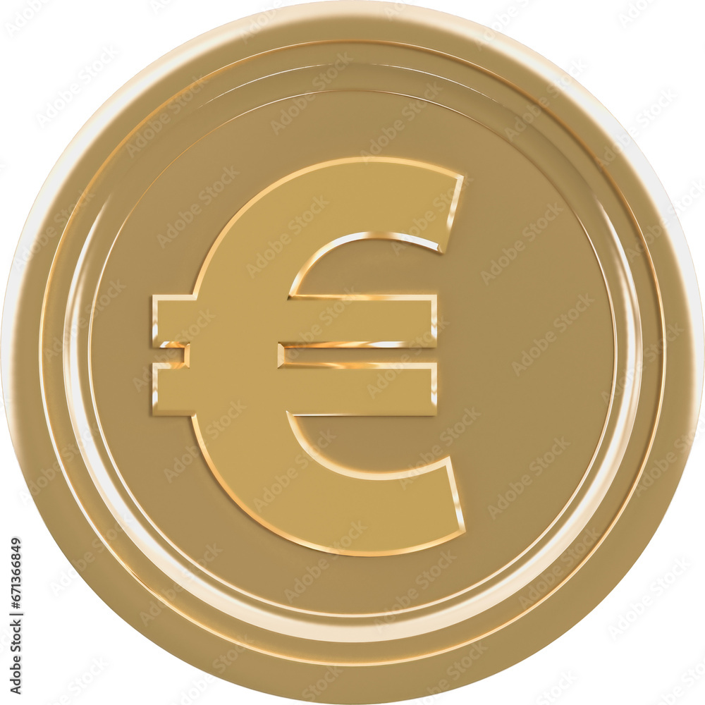Digital png photo of gold euro coin on transparent background Stock ...