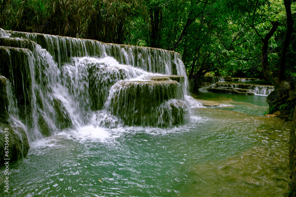 tad kuang si one of beautiful limestone waterfall in luangprabang one ...