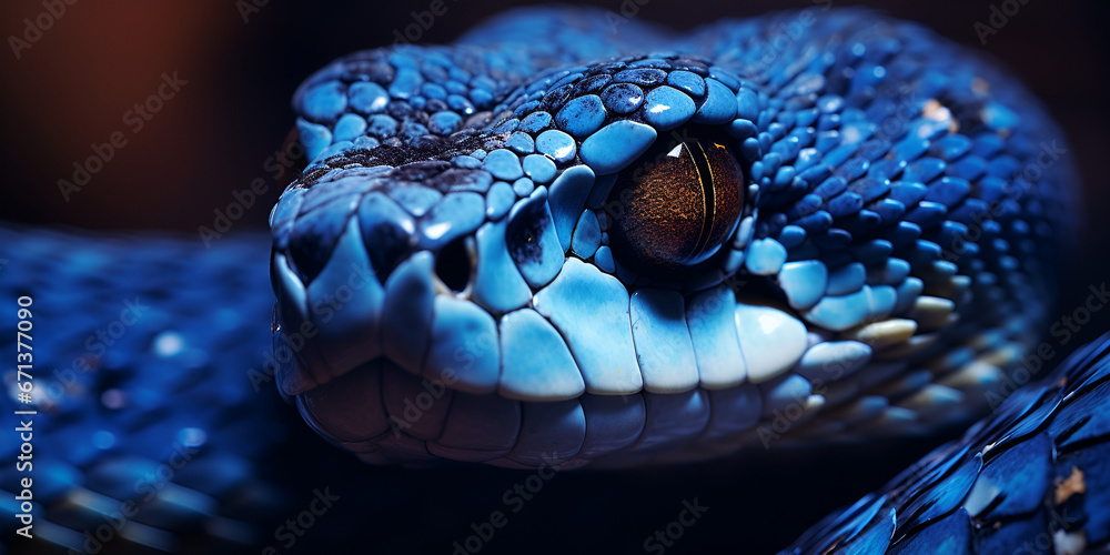 blue viper snake closeup face Generative AI Pro Photo,,Venomous Serpent ...