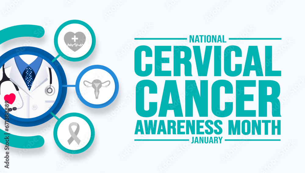 January is Cervical Cancer Awareness Month background template. Holiday ...