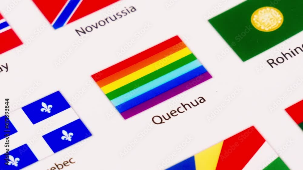 Close-up of various flags of countries, tribes, and territories from ...