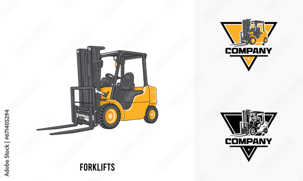 Forklift heavy equipment illustration, Forklift heavy equipment Logo ...