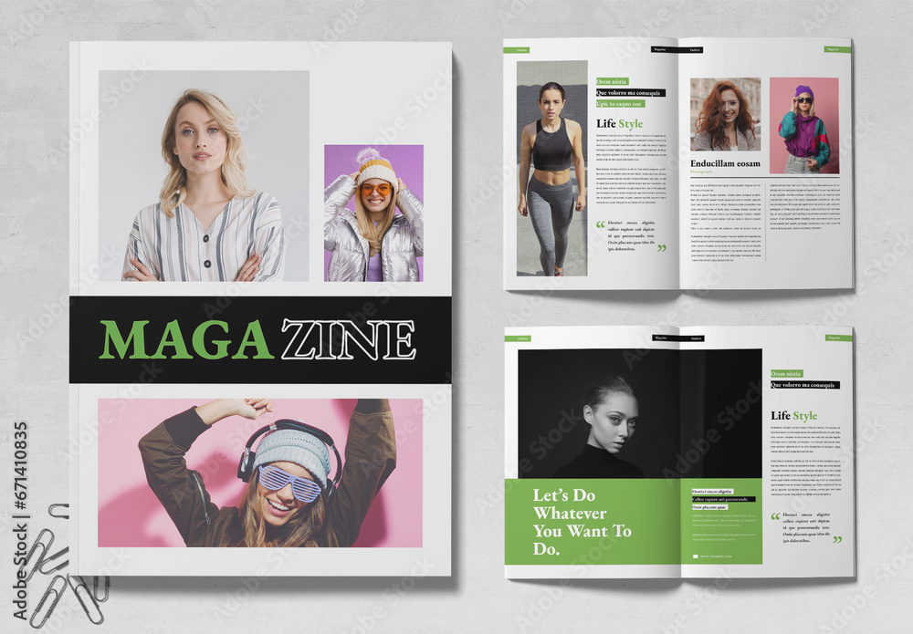 Clean & Modern Magazine Layout Stock Template | Adobe Stock