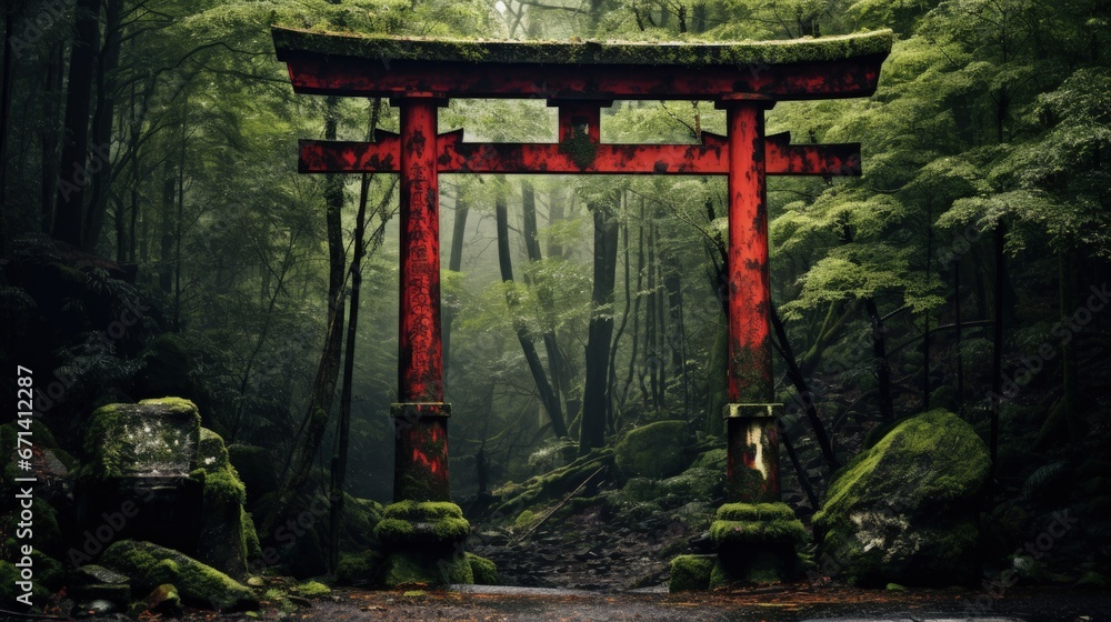 Japanese torii Shinto shrine gate in the forest, Nikko, Japan Stock ...