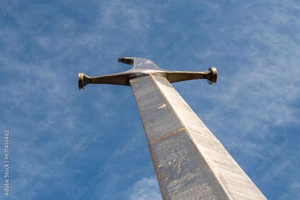 Poster Famous Didgori battle monument with giant swards and sculptures ...