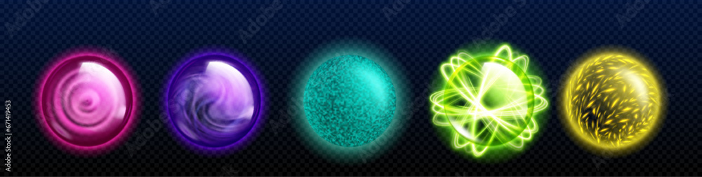 Game assets of fantasy glowing orb with magic power. Realistic vector ...