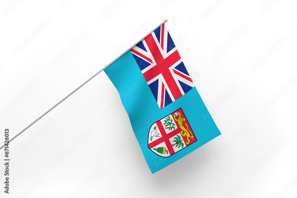 3d illustration flag of Fiji. Fiji flag waving isolated on white ...