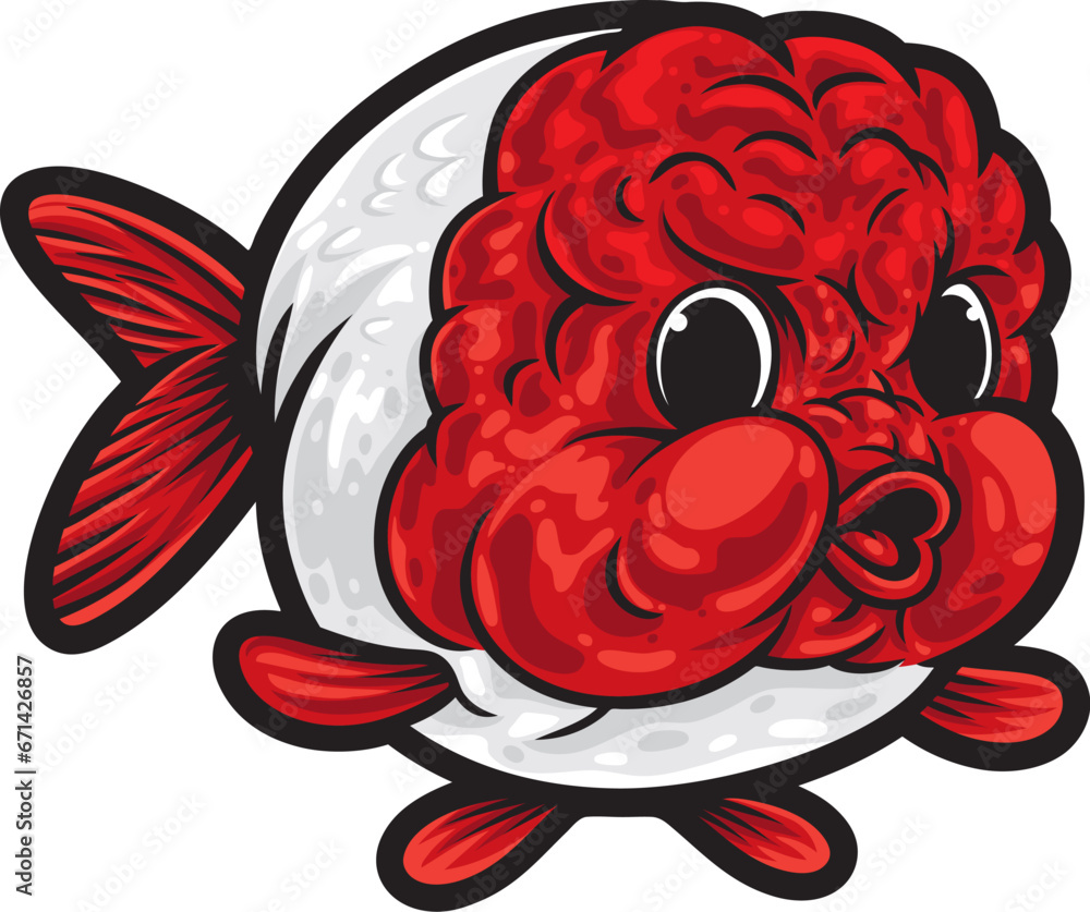 Ranchu Goldfish Cartoon Illustration Stock Vector | Adobe Stock