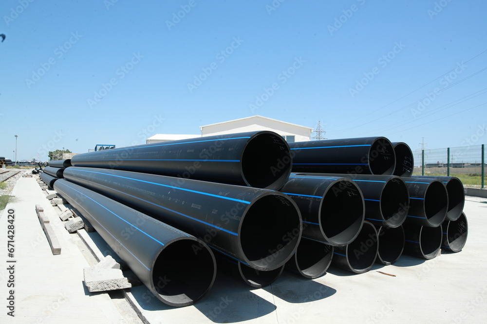 PE pipe plant, Industrial PE pipeline for gas and water. HDPE pipe ...
