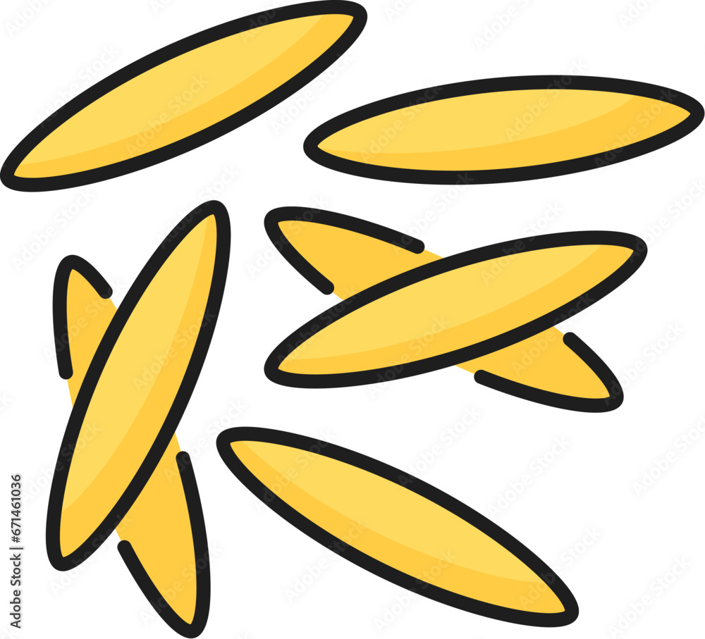 Orzo italian cuisine pasta type color outline icon. Vector food of ...