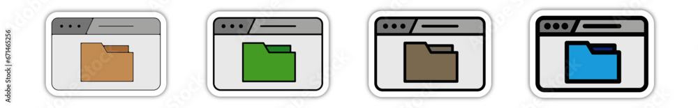 Icones pictogramme symbole Fenetre ordinateur interface dossier ranger ...