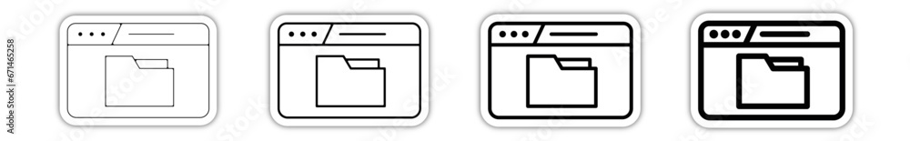 Icones pictogramme symbole Fenetre ordinateur interface dossier ranger ...