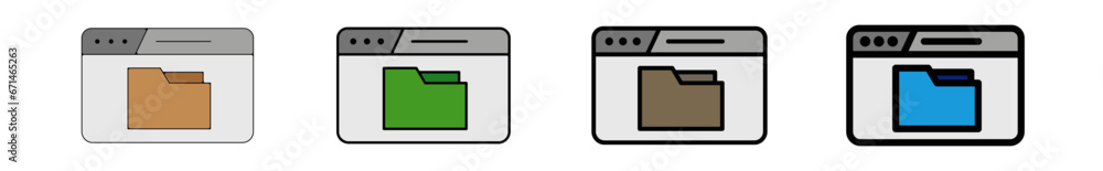 Icones pictogramme symbole Fenetre ordinateur interface dossier ranger ...