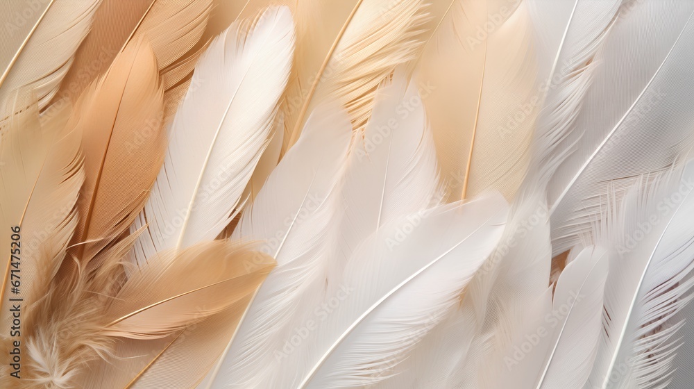 Feathers background with beige colors blend and aesthetic soft style ...