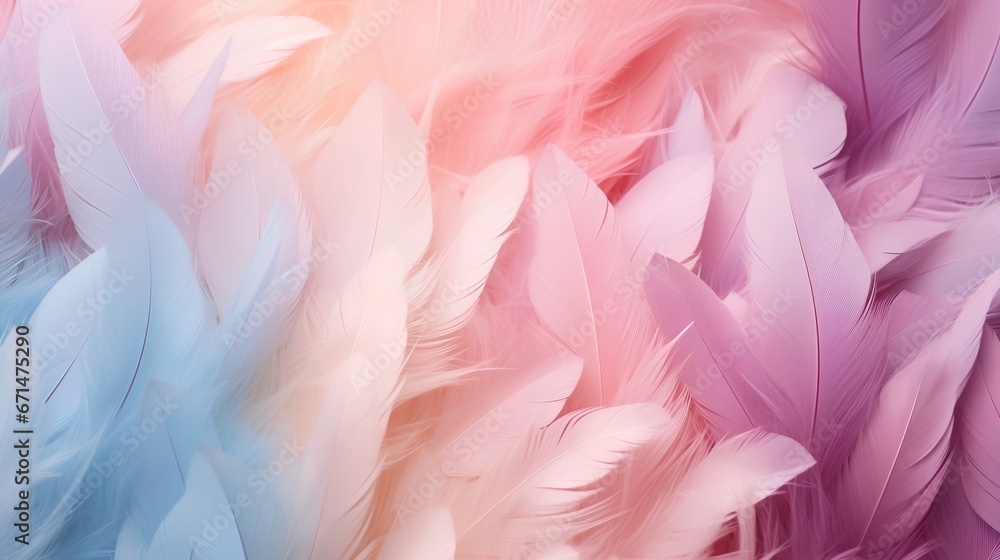 Feathers background with colorful natural, neutral and pastel colors ...