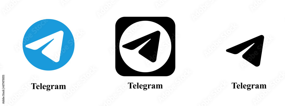 Collection of different telegram icons. Social media logo. Line art and ...