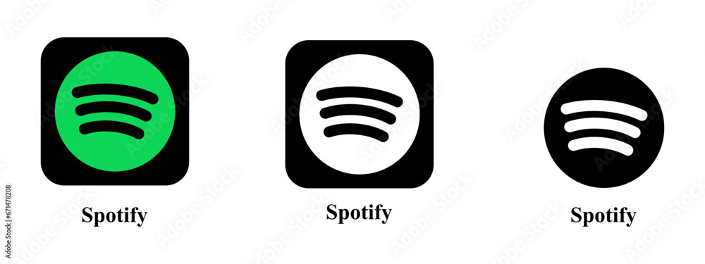 Collection of different Spotify icons. Social media logo. Line art and ...