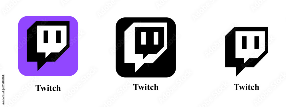 Collection of different Twitch icons. Social media logo. Line art and ...