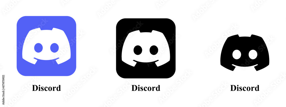 Collection of different Discord icons. Social media logo. Line art and ...