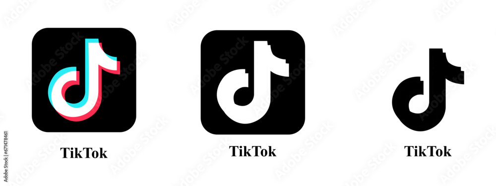 Collection of different Tik Tok icons. Social media logo. Line art and ...