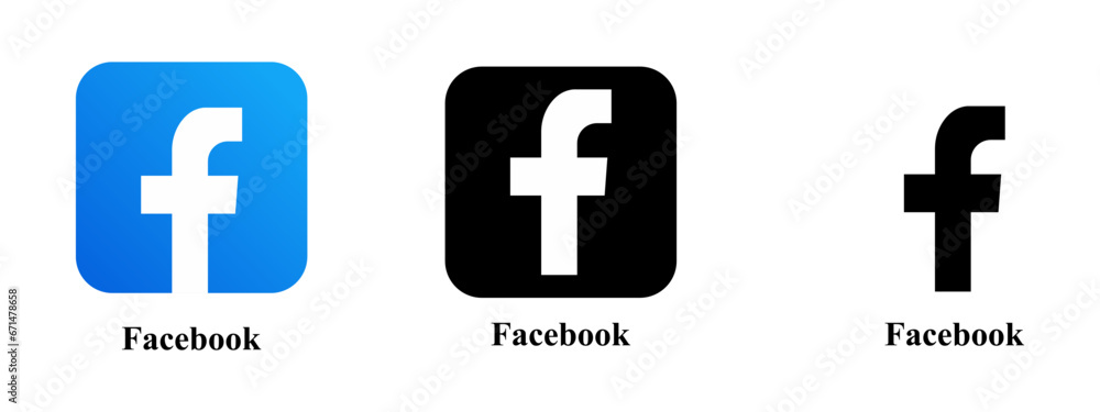 Collection of different Facebook icons. Social media logo. Line art and ...