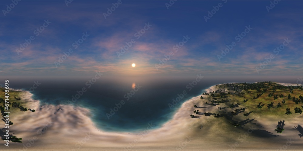 Sunset over a tropical island. HDRI High resolution map, environment ...