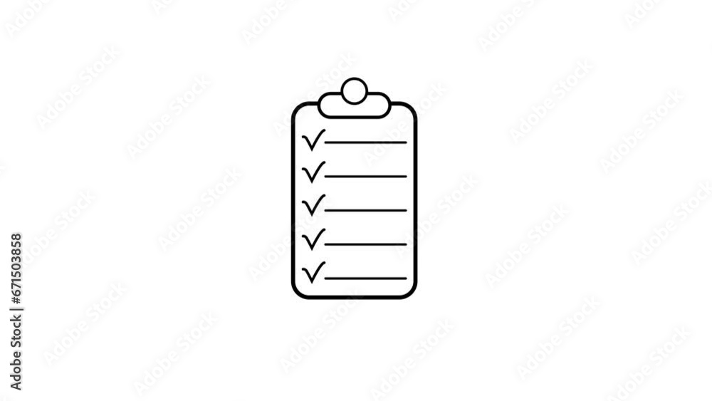 Checklist check mark icon on to do list document paper animation ...