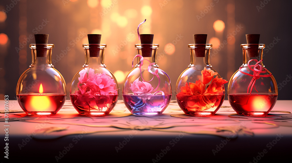magical potions in glass bottles,Magical potion, glass bottle, potion ...