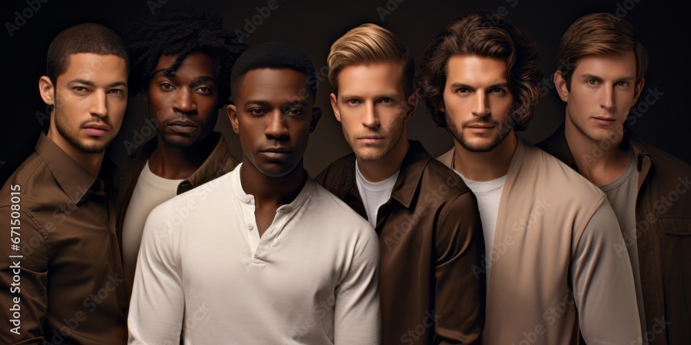 Multiracial men from the united states in a group, in the style of ...