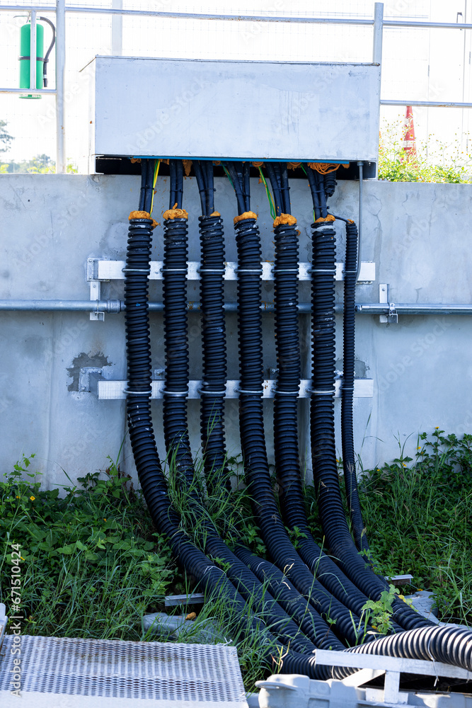 The main power cable installed with flexible cable conduit to Floating ...