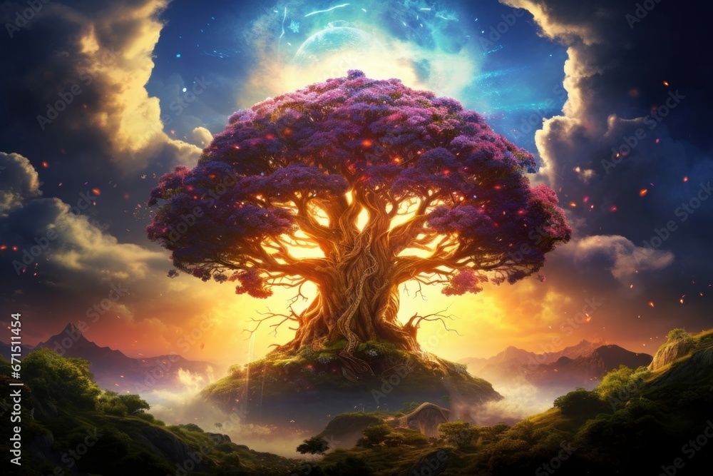 beautiful magic tree, the beginnings of life, a family tree, Generative ...