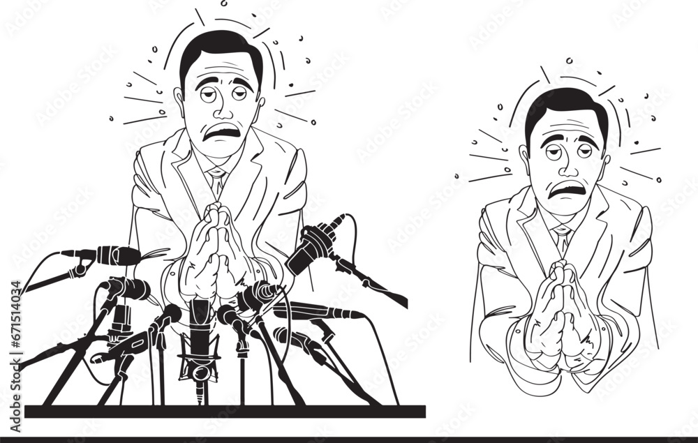 Cartoon Drawing of Confused Man - Press Interview Illustration ...