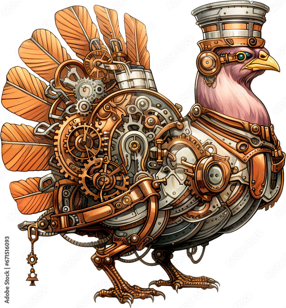 Vintage Steampunk Turkey Clipart Isolated for Thanksgiving Stock Illustration | Adobe Stock