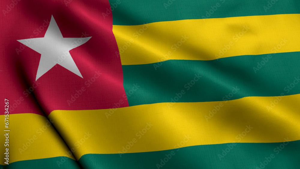 Togo Flag. Waving Fabric Satin Texture Flag of Togo 3D illustration ...