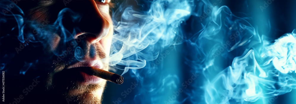 Stop smoking cigarettes concept. Portrait cigarette in mouth ...