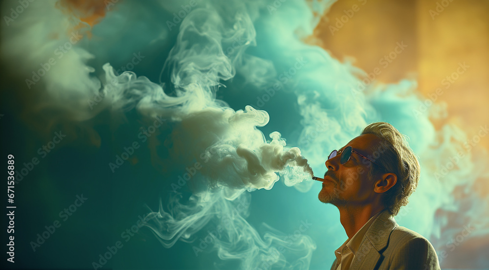 Stop smoking cigarettes concept. Portrait cigarette in mouth ...