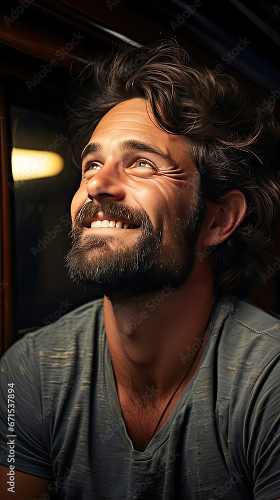 Confident young man looking away with big smile. Happy handsome guy ...