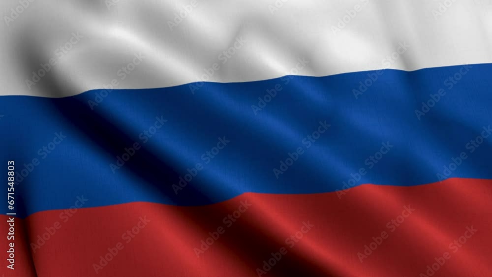 Russia Flag. Waving Fabric Satin Texture Flag of Russia 3D illustration ...
