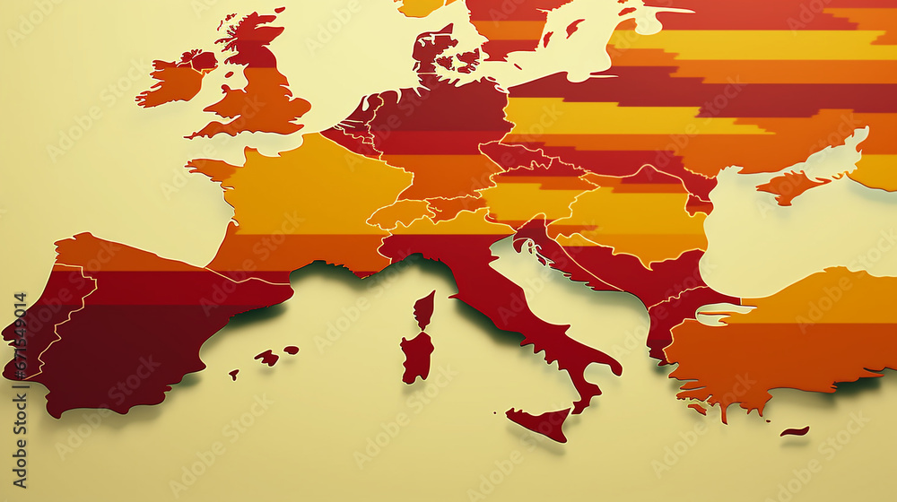 Spanish flag in an iconic red and yellow horizontal stripes in a ...