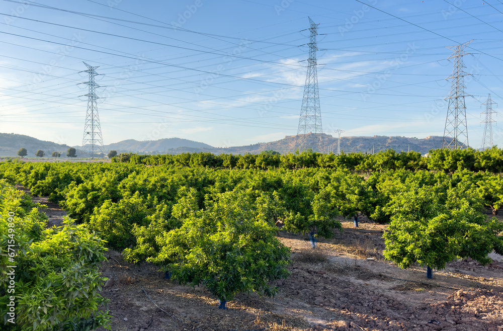 Electric tower. High voltage electricity pylons and transmission power ...