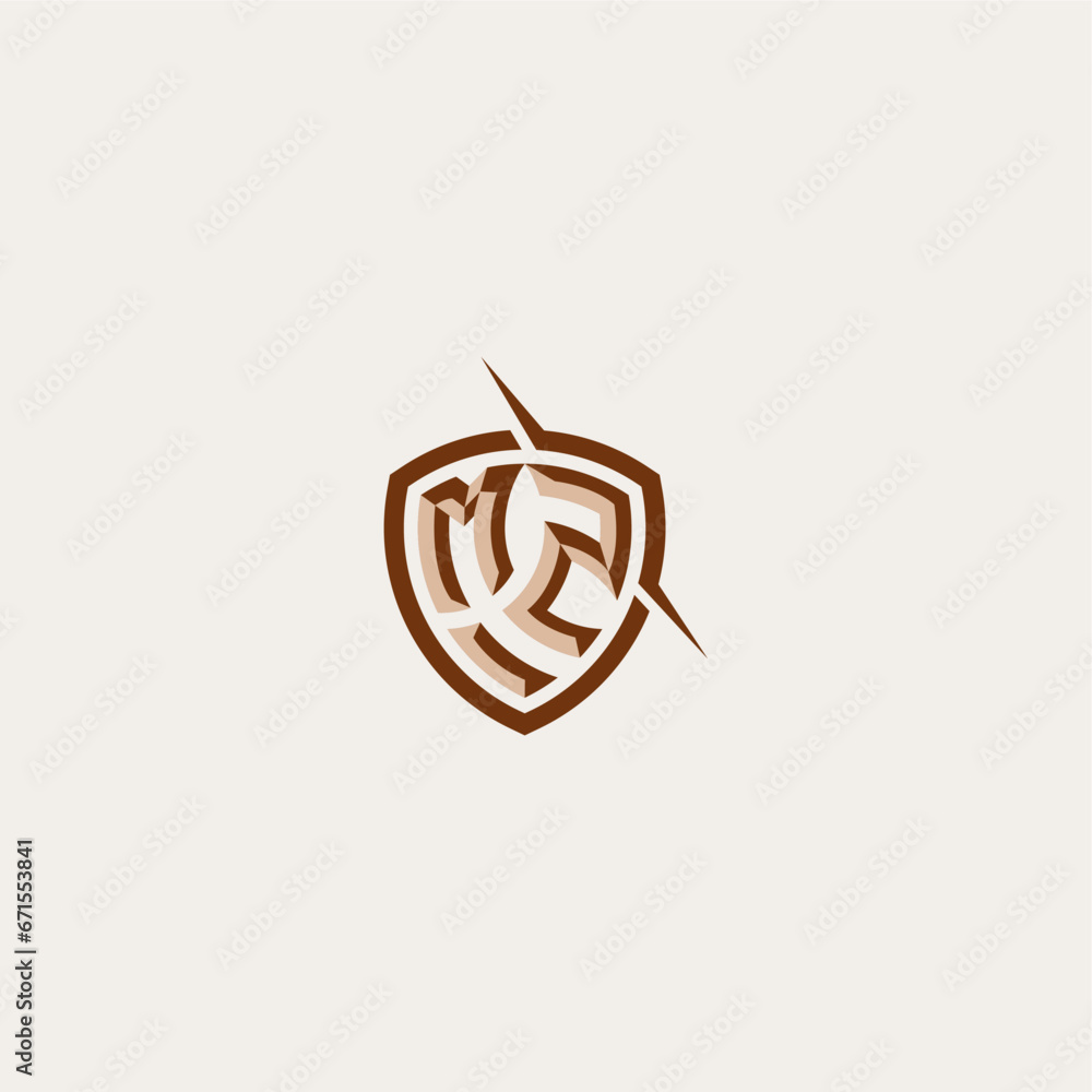 initial logo letter MZ cool concept design with shield graphic design ...