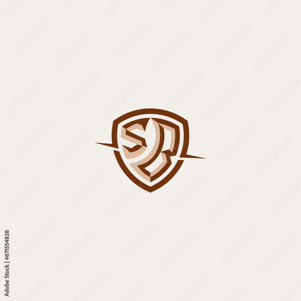 letter SB initial logo with shield graphic design cool concept design ...