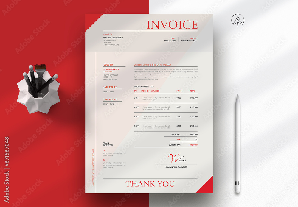 Company Invoice Template Stock Template | Adobe Stock