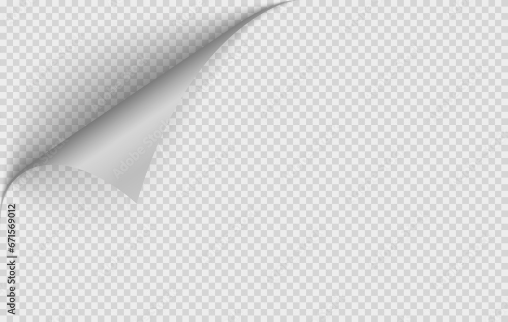 Realistic curls of the corners of a paper page on a transparent ...