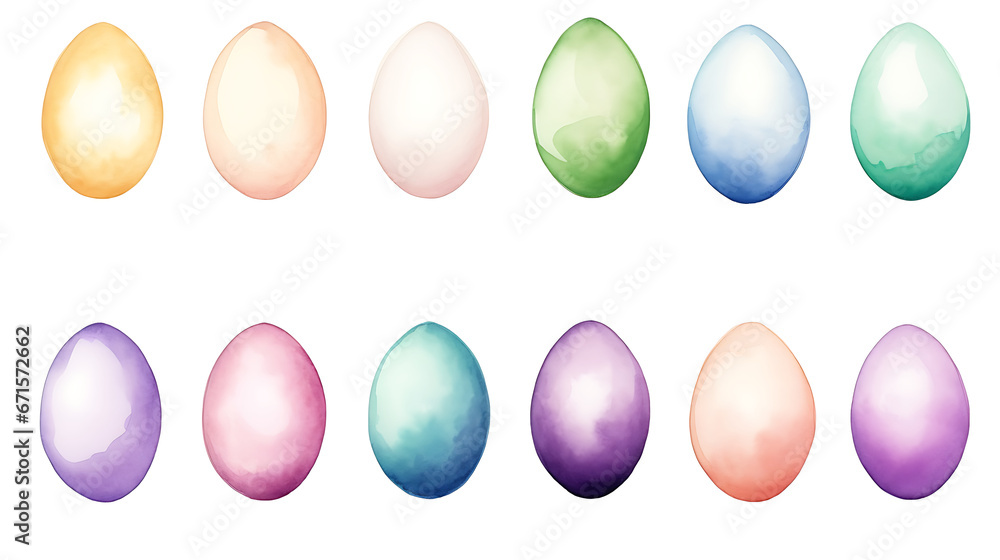 Watercolor Set of egg elements collection clipart . generative ai Stock ...
