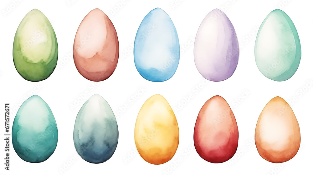 Watercolor Set of egg elements collection clipart . generative ai Stock ...