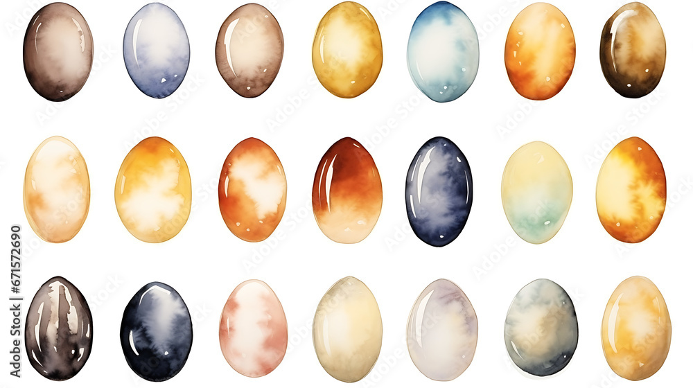 Watercolor Set of egg elements collection clipart . generative ai Stock ...