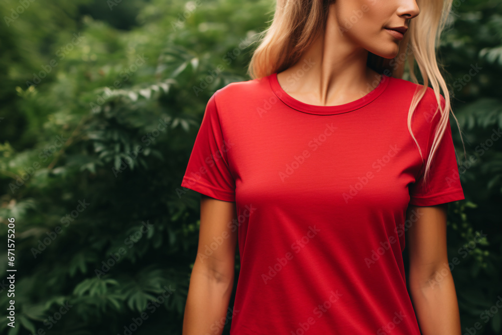 Red T-Shirt Mockup, Blank Shirt Template, Casual Fashion, Woman, Girl ...