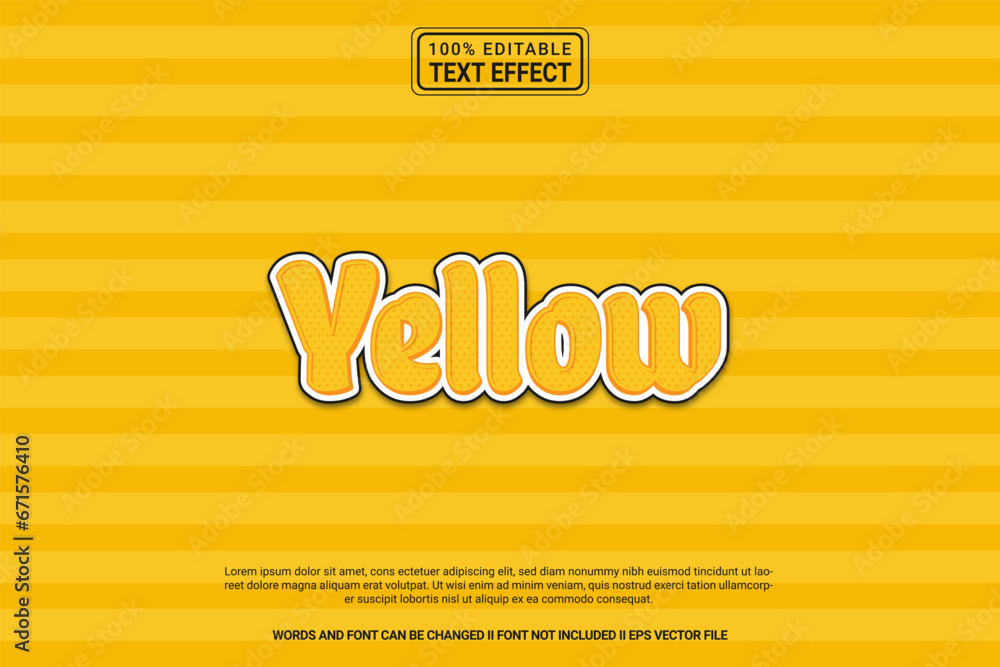 Dynamic editable text effect Yellow 3d cartoon template style modren ...