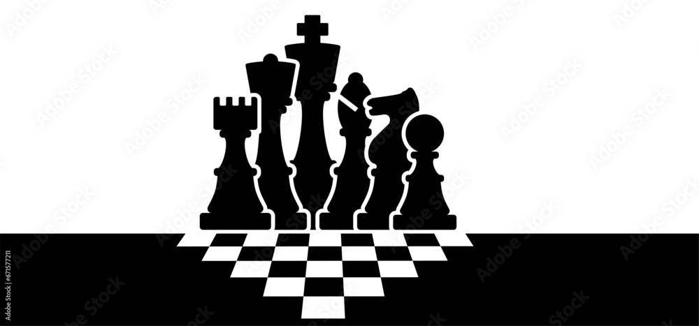 Chess pieces tower horse bishop, king queen Chess Board Setup Vector ...